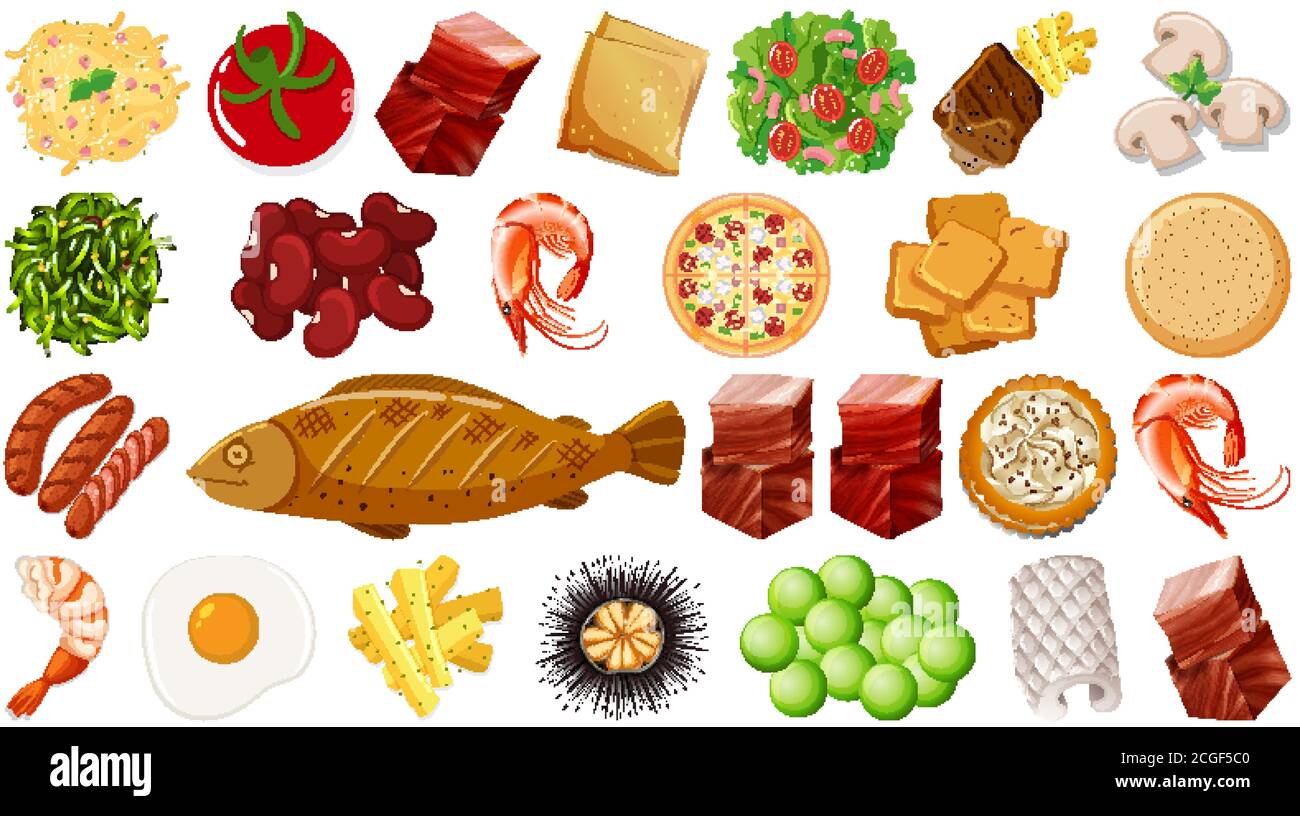 Set of fresh food ingredients illustration Stock Vector Image & Art - Alamy