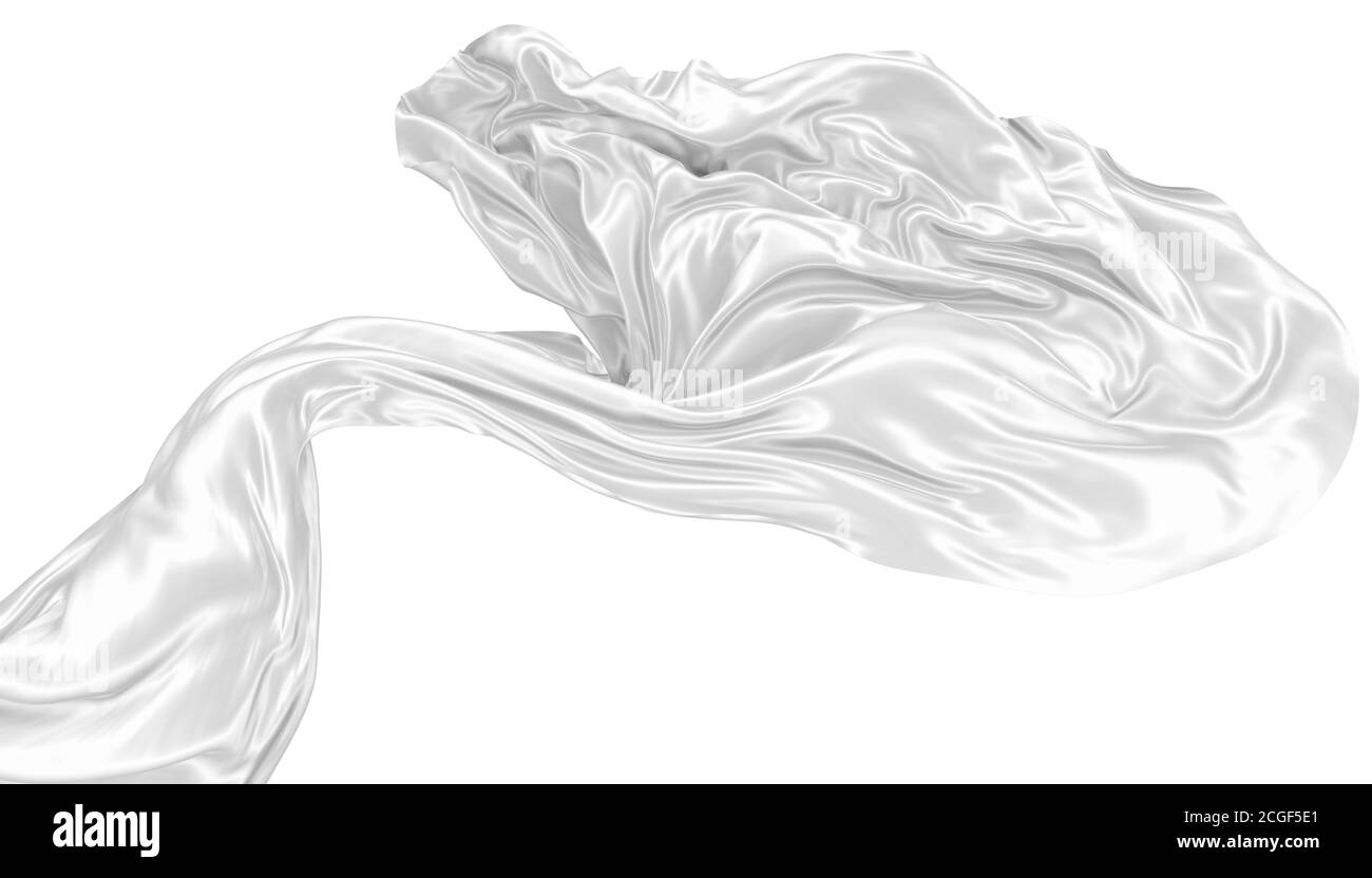 Abstract background of white wavy silk or satin. 3d rendering image ...