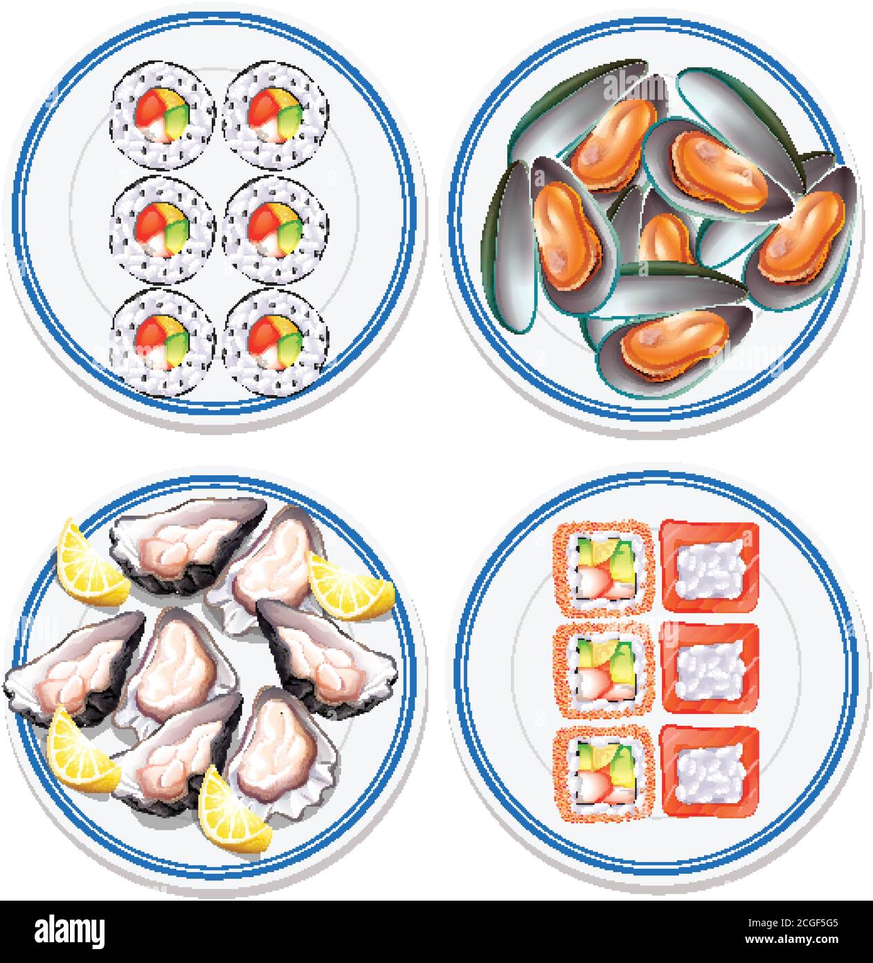 Aerial view of food on plate illustration Stock Vector Image & Art - Alamy