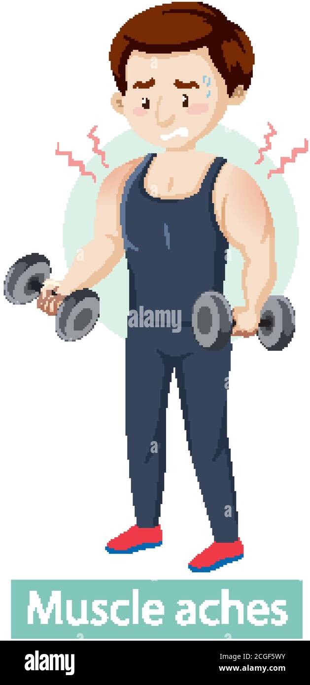 Cartoon character with muscle aches symptoms illustration Stock Vector ...