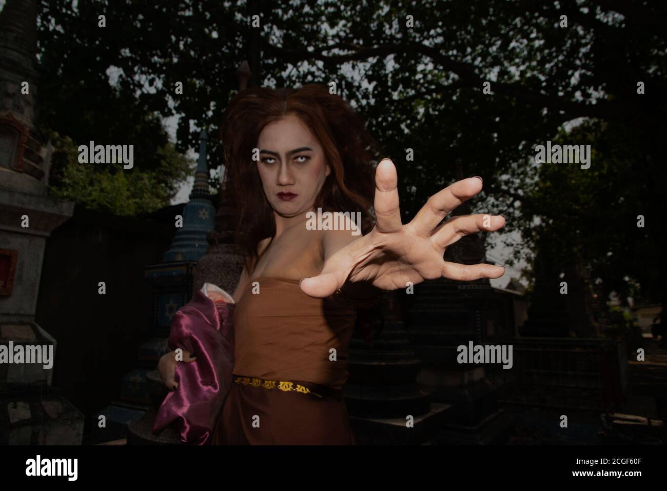 Ancient Thai ghosts in traditional costumes appearing in ancient Thai ...