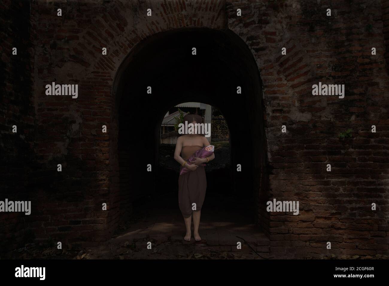 Ancient Thai ghosts in traditional costumes appearing in ancient Thai ...