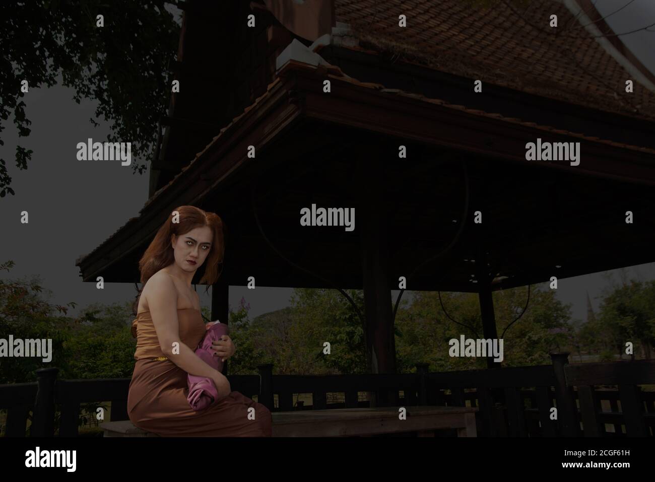 Ancient Thai ghosts in traditional costumes appearing in ancient Thai ...