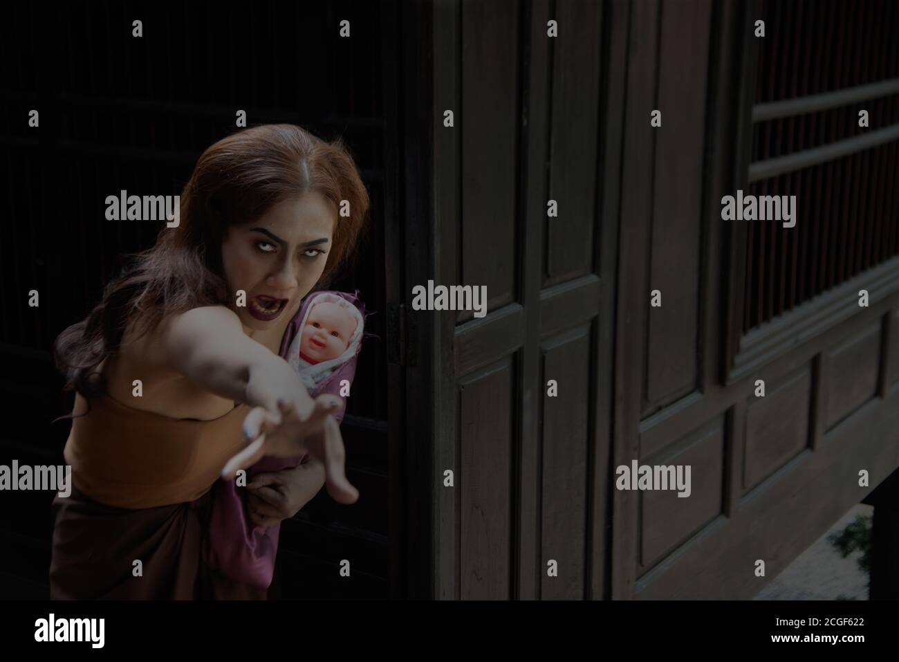 Ancient Thai ghosts in traditional costumes appearing in ancient Thai ...