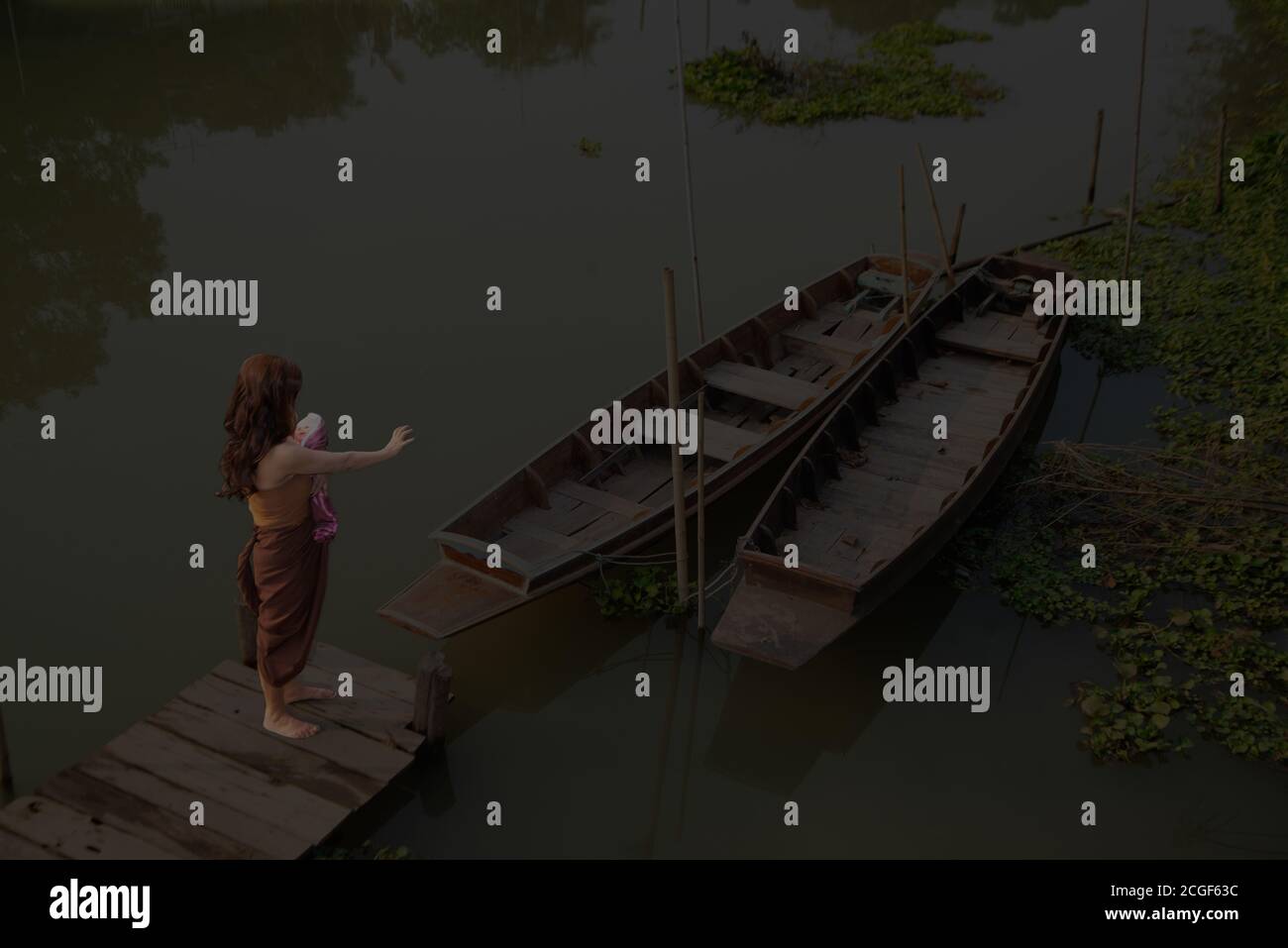 Ancient Thai ghosts in traditional costumes appearing in ancient Thai ...