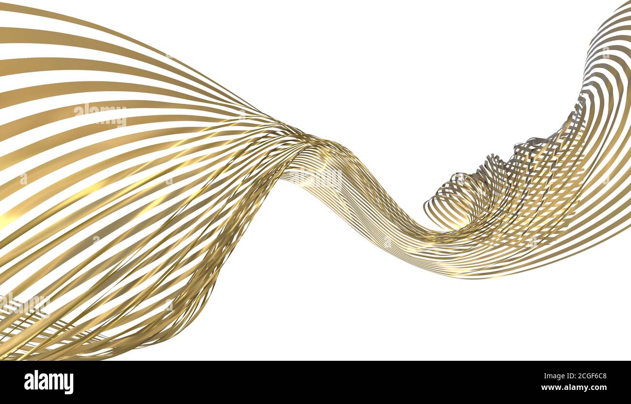 Abstract background of gold wavy lines. 3d rendering image. Image ...