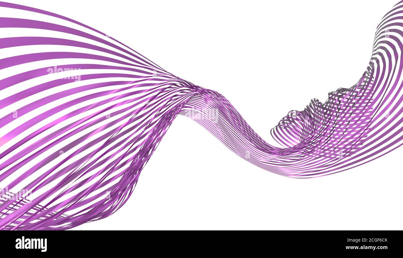 Abstract background of violet wavy lines. 3d rendering image. Image ...