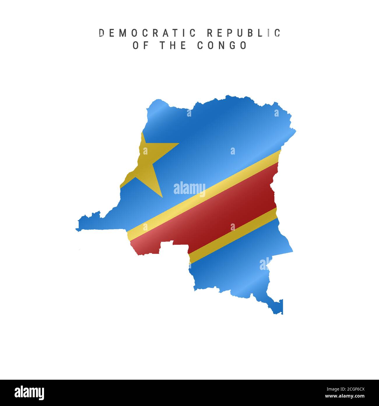 Waving Flag Map Of Democratic Republic Of The Congo Vector