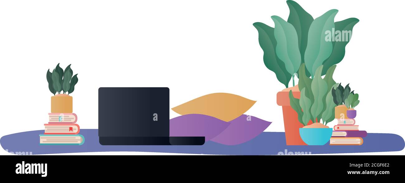 Books plants home interior Stock Vector Images - Alamy