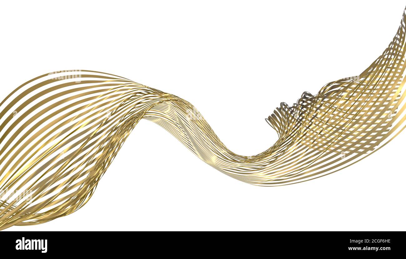 Abstract background of gold wavy lines. 3d rendering image. Image ...