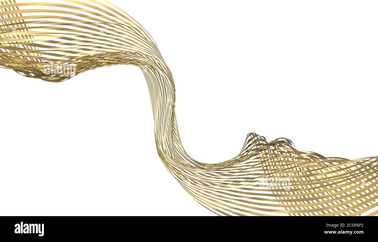 Abstract background of gold wavy lines. 3d rendering image. Image ...