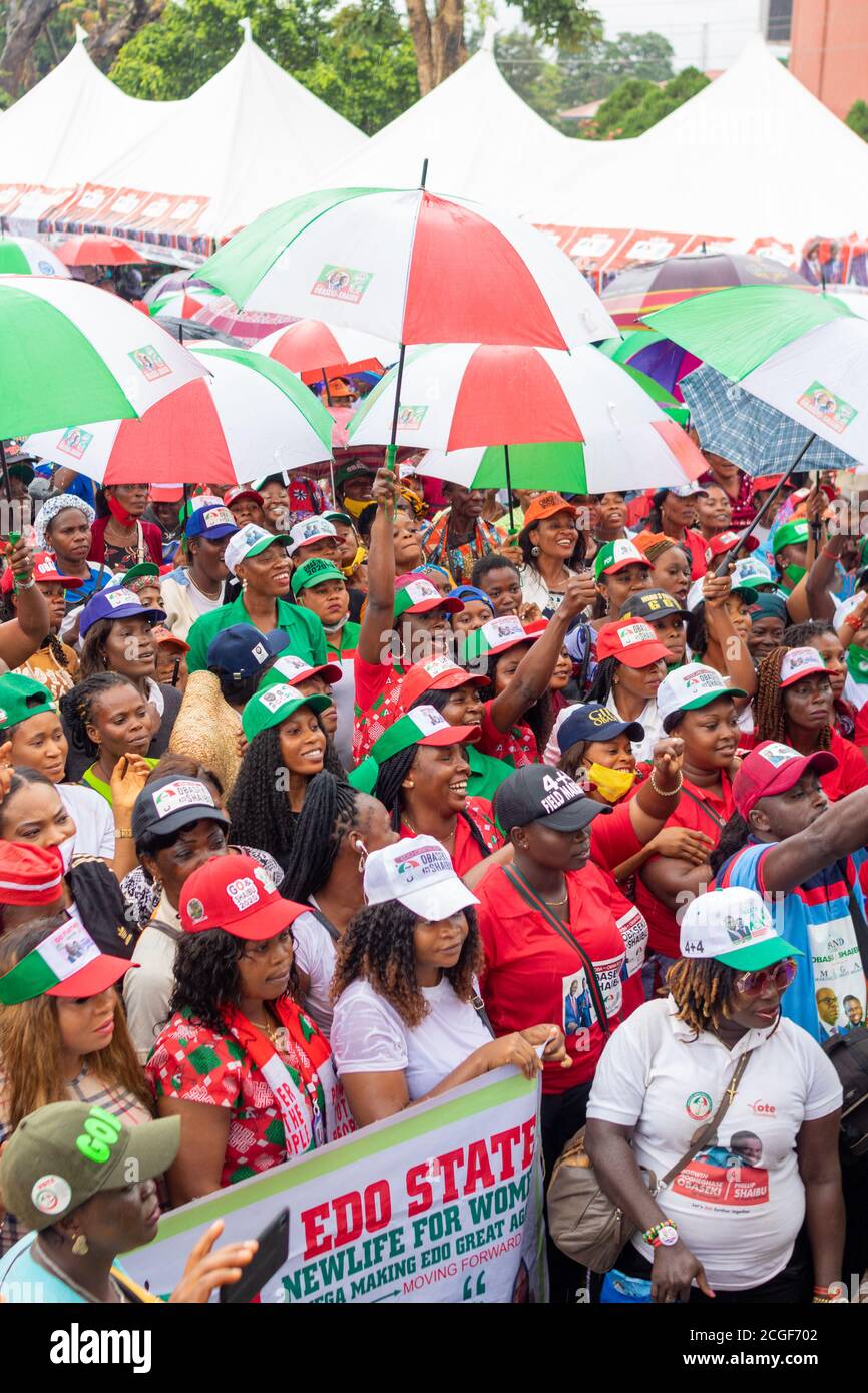 Edo state governorship election 2020. PDP women campaign with Governor ...