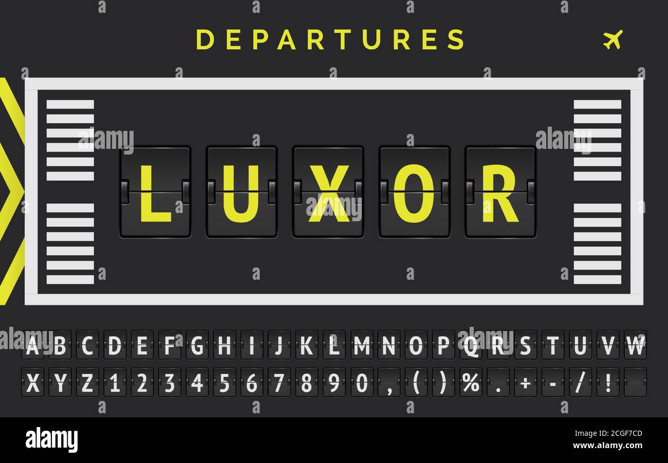 Airport board font banner design to announce flights to Luxor in Egypt ...