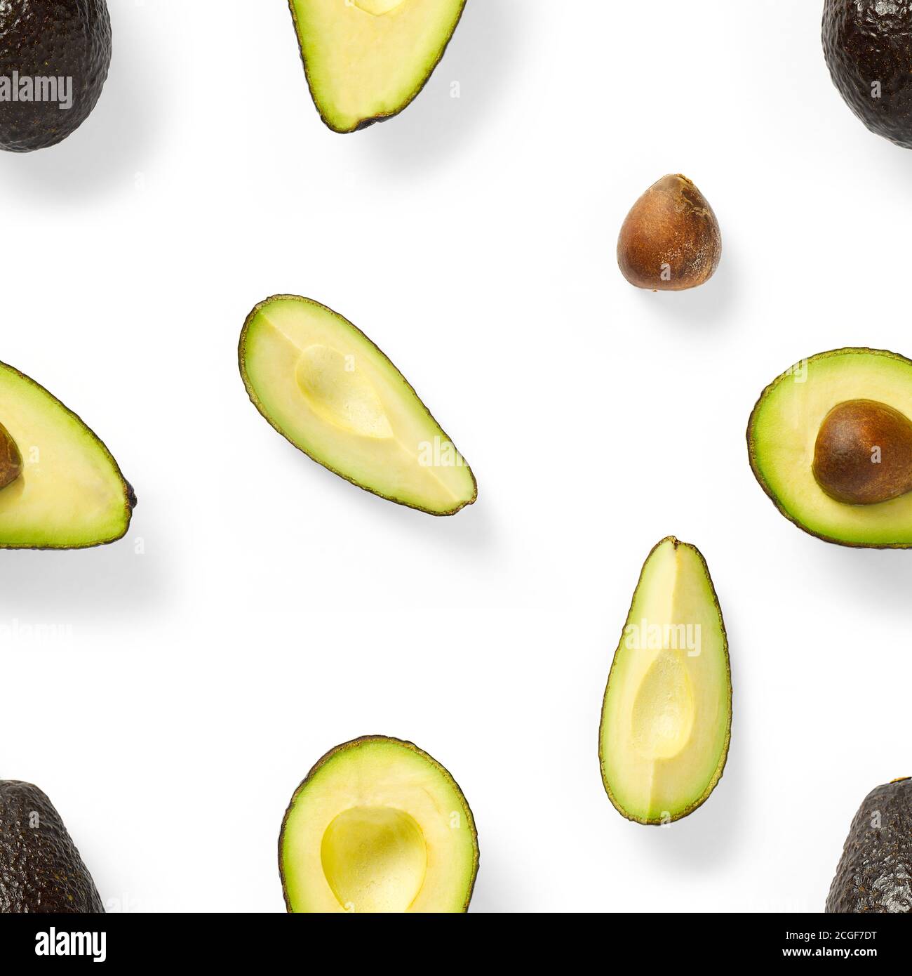 Seamless pattern with avocado slices. Tropical fruit abstract ...