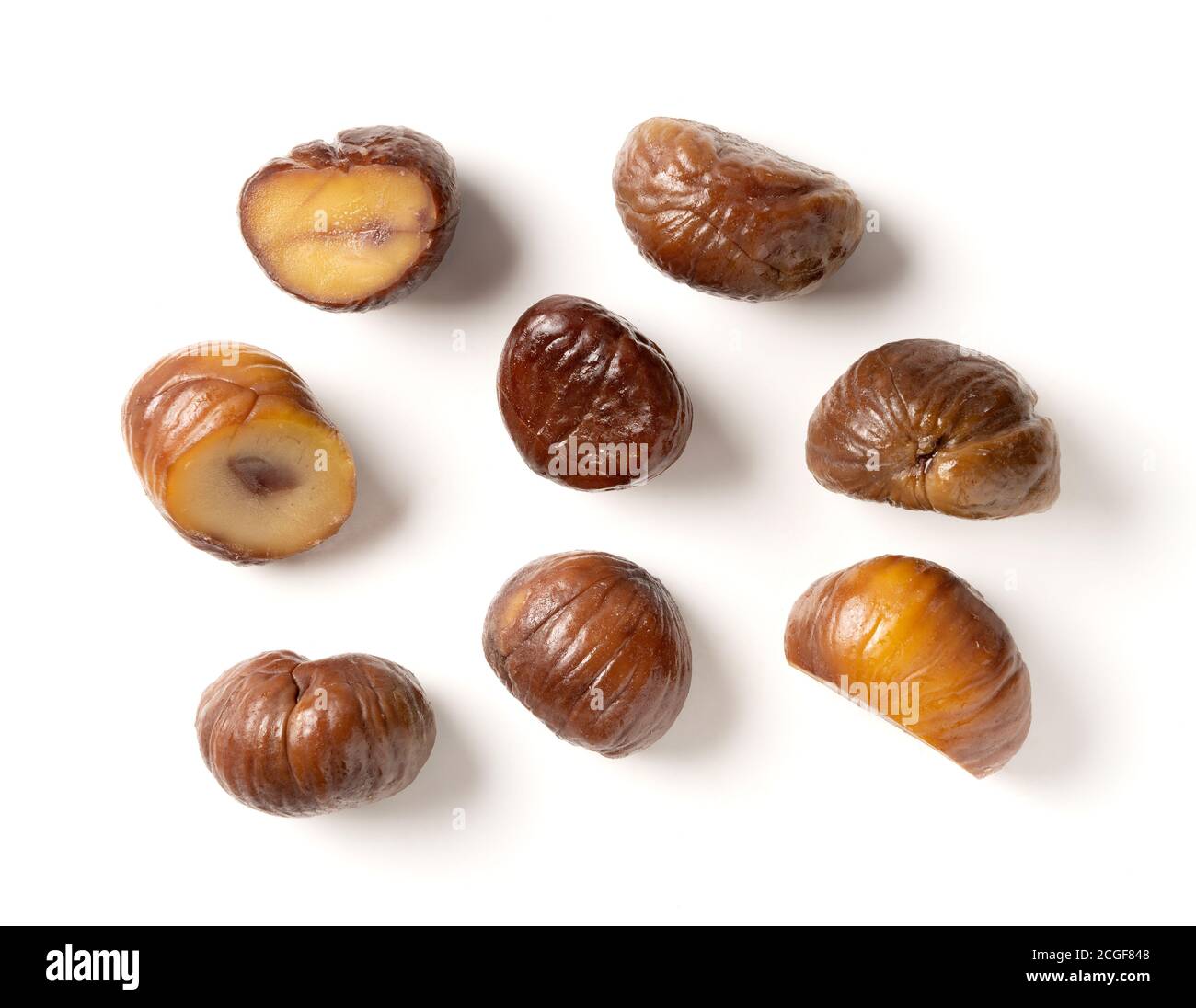 Various shapes of chestnuts on a white background Stock Photo - Alamy