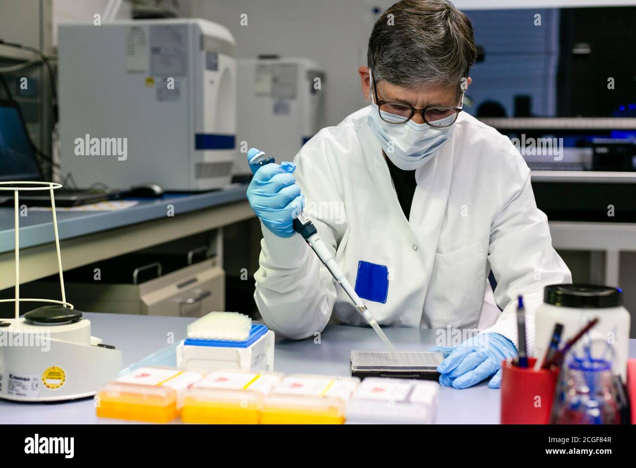 Kiel, Germany. 07th Sep, 2020. Dr. Sabine Grein, graduate biochemist at ...