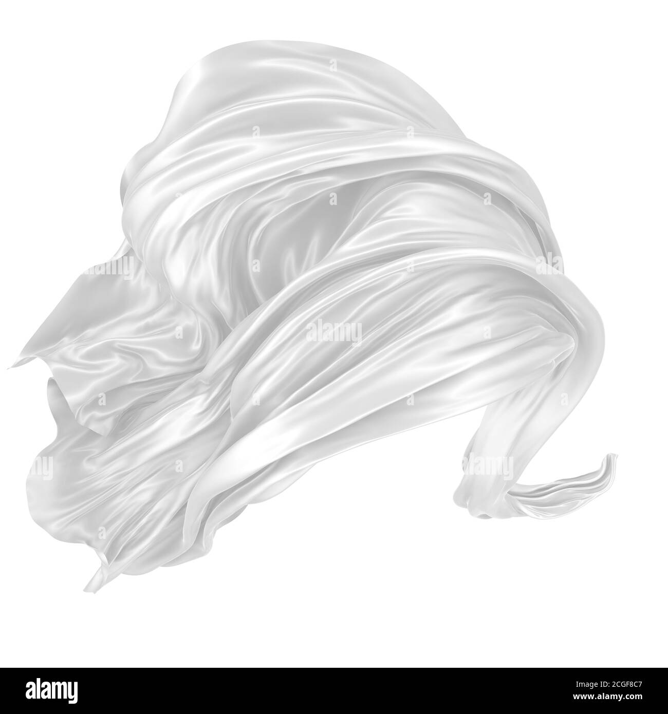 Abstract background of white wavy silk or satin. 3d rendering image ...