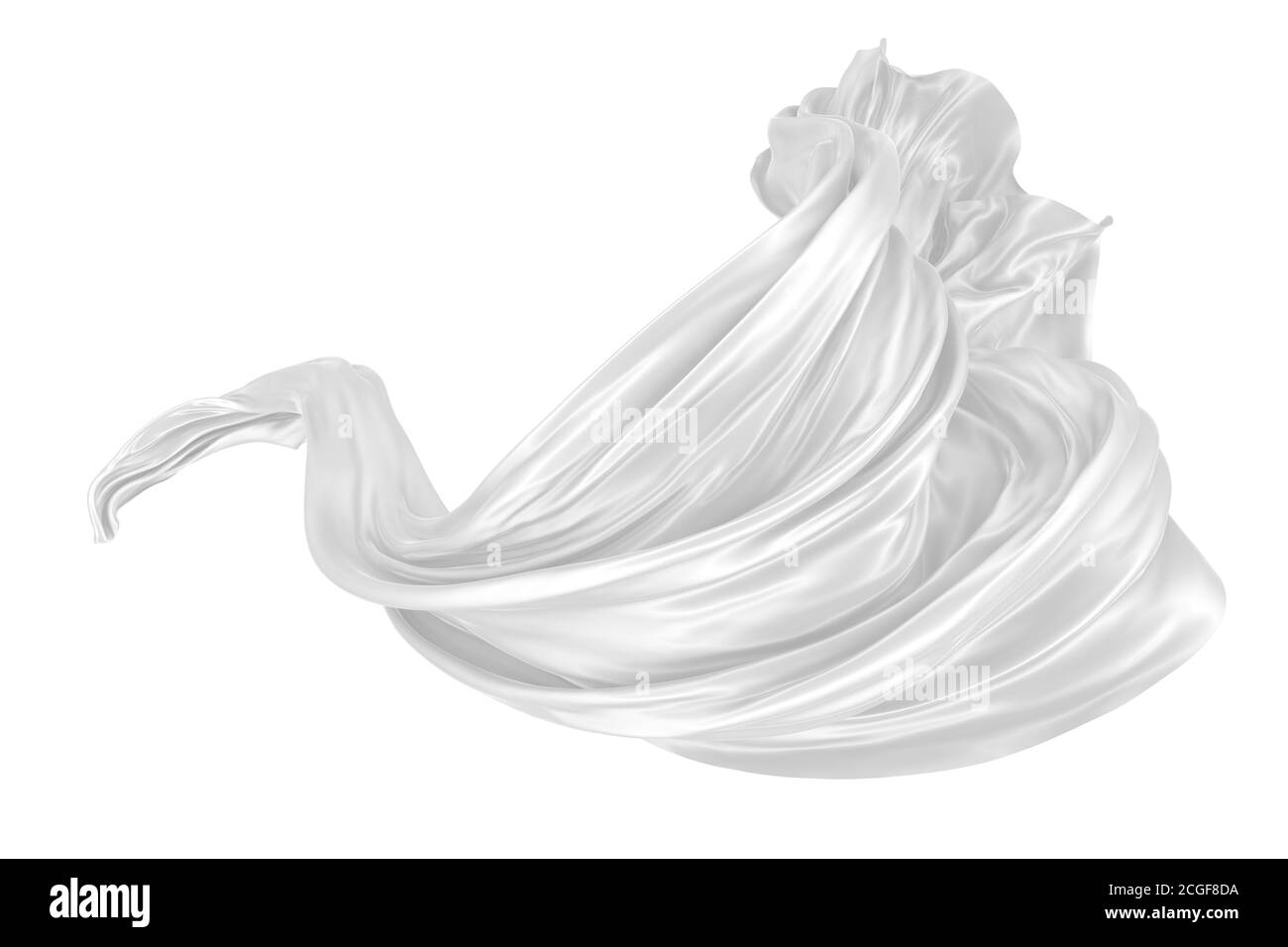 Abstract background of white wavy silk or satin. 3d rendering image ...