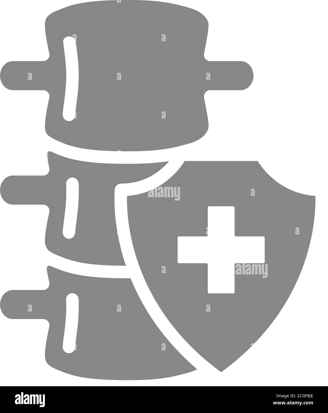Healthy protected spine grey icon. First aid for spine diseases symbol ...
