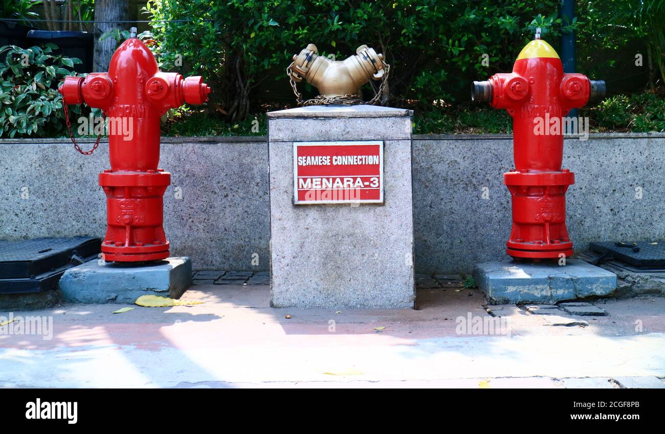 Jakarta, Indonesia- September 23, 2019: Fire hydrant connection on ...