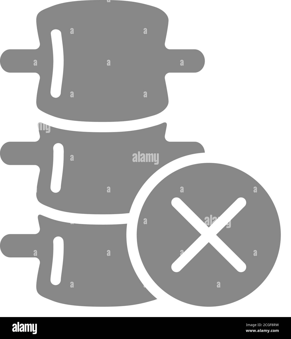 Spine with cross checkmark grey icon. Spinal canal symbol Stock Vector ...