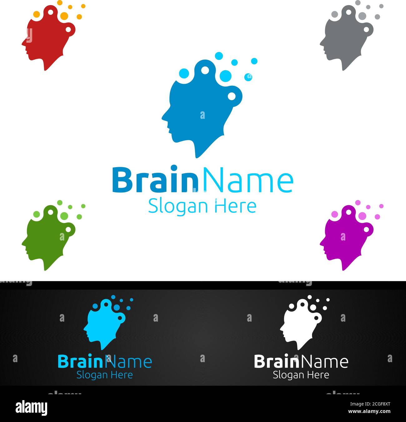 Human Brain Logo with Think Idea Concept Vector Design Stock Vector ...
