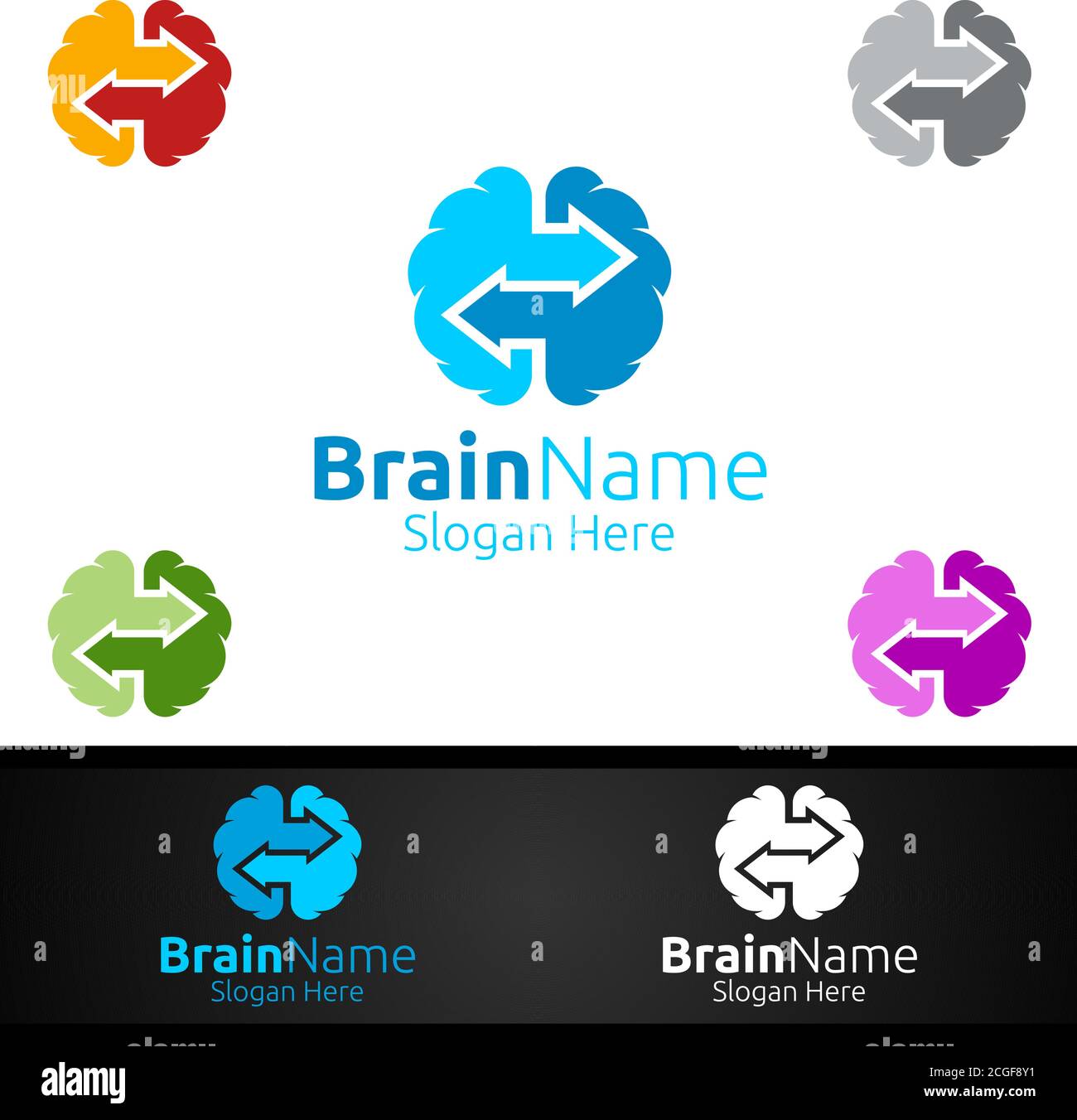 Arrow Brain Logo with Think Idea Concept Vector Design Stock Vector ...