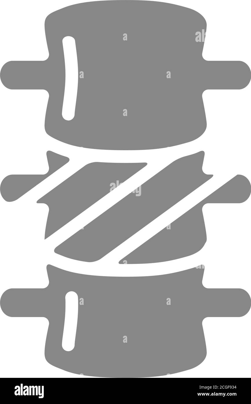 Sore human spine grey icon. Osteochondrosis symbol Stock Vector Image ...