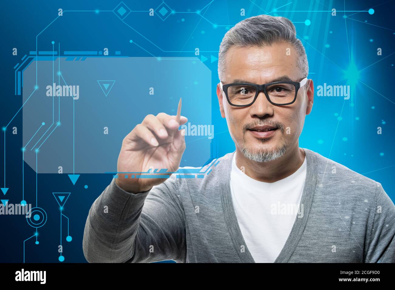 Touch screen business man Stock Photo - Alamy Touch screen business man Stock Photo - Alamy