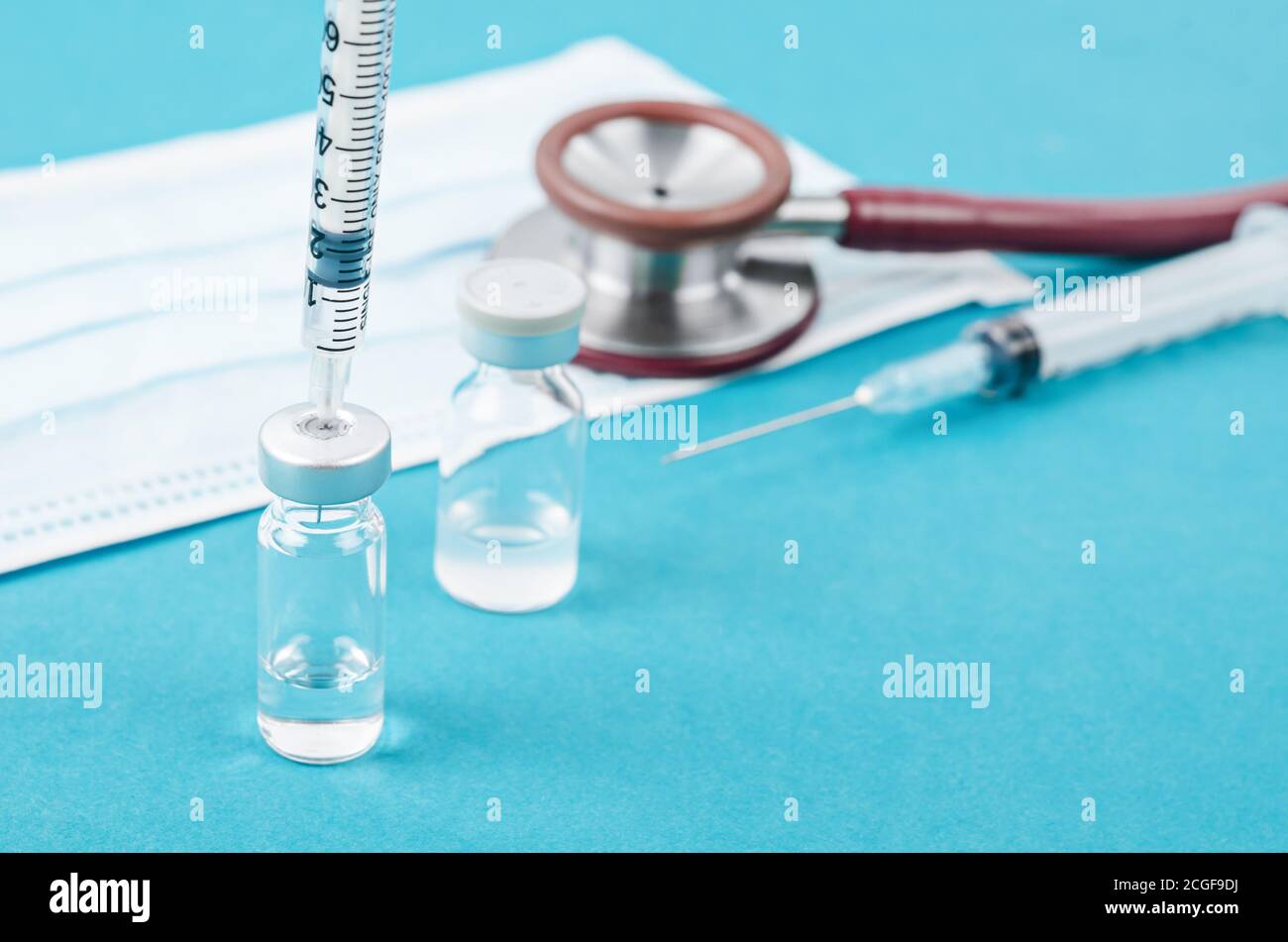 Vaccine and syringe injection. Prevention, immunization and treatment ...