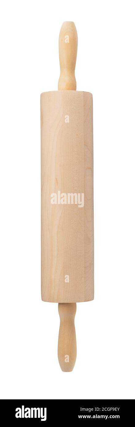 Wooden rolling pin on a white background Stock Photo - Alamy