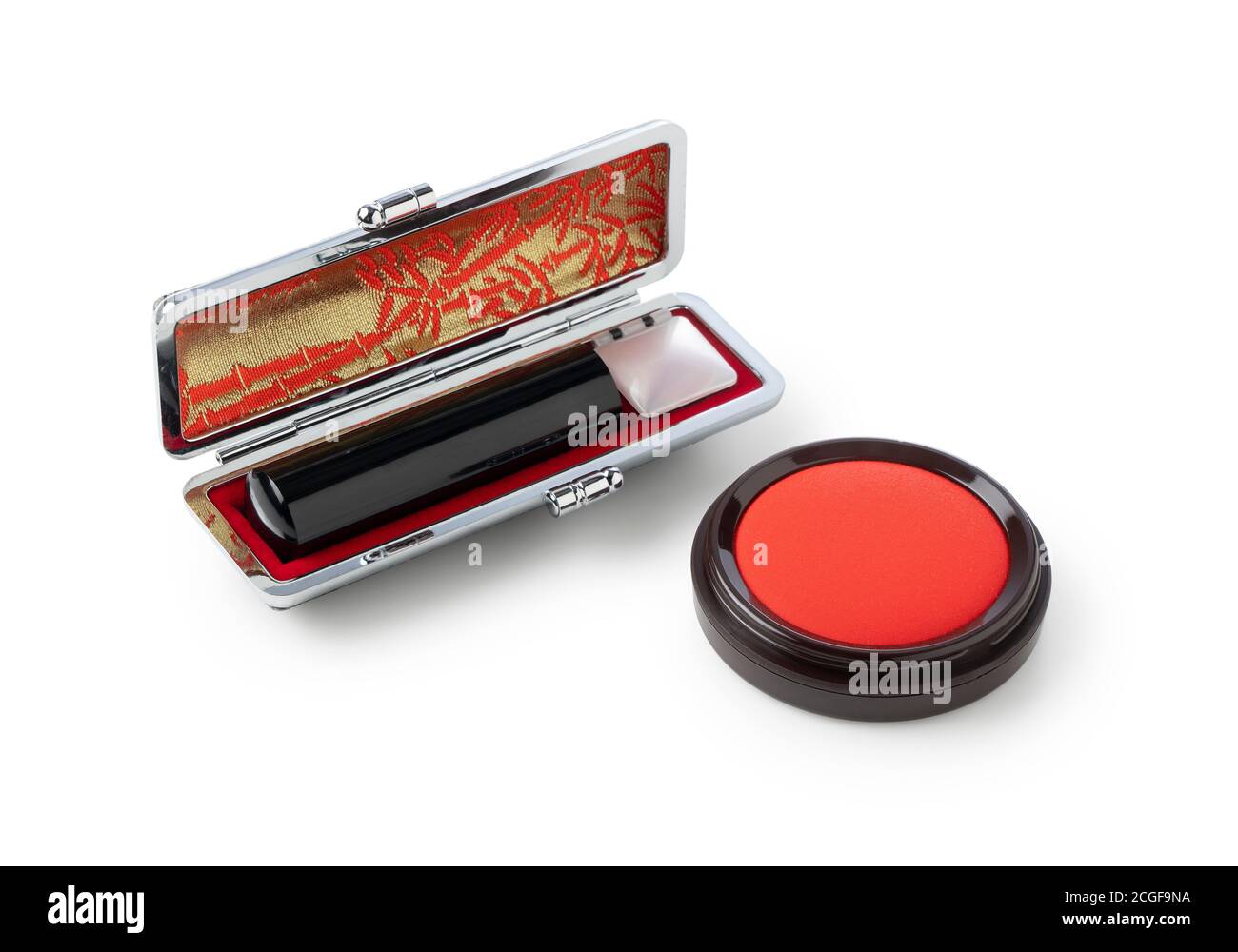 Japanese vermilion ink and seal on a white background Stock Photo - Alamy