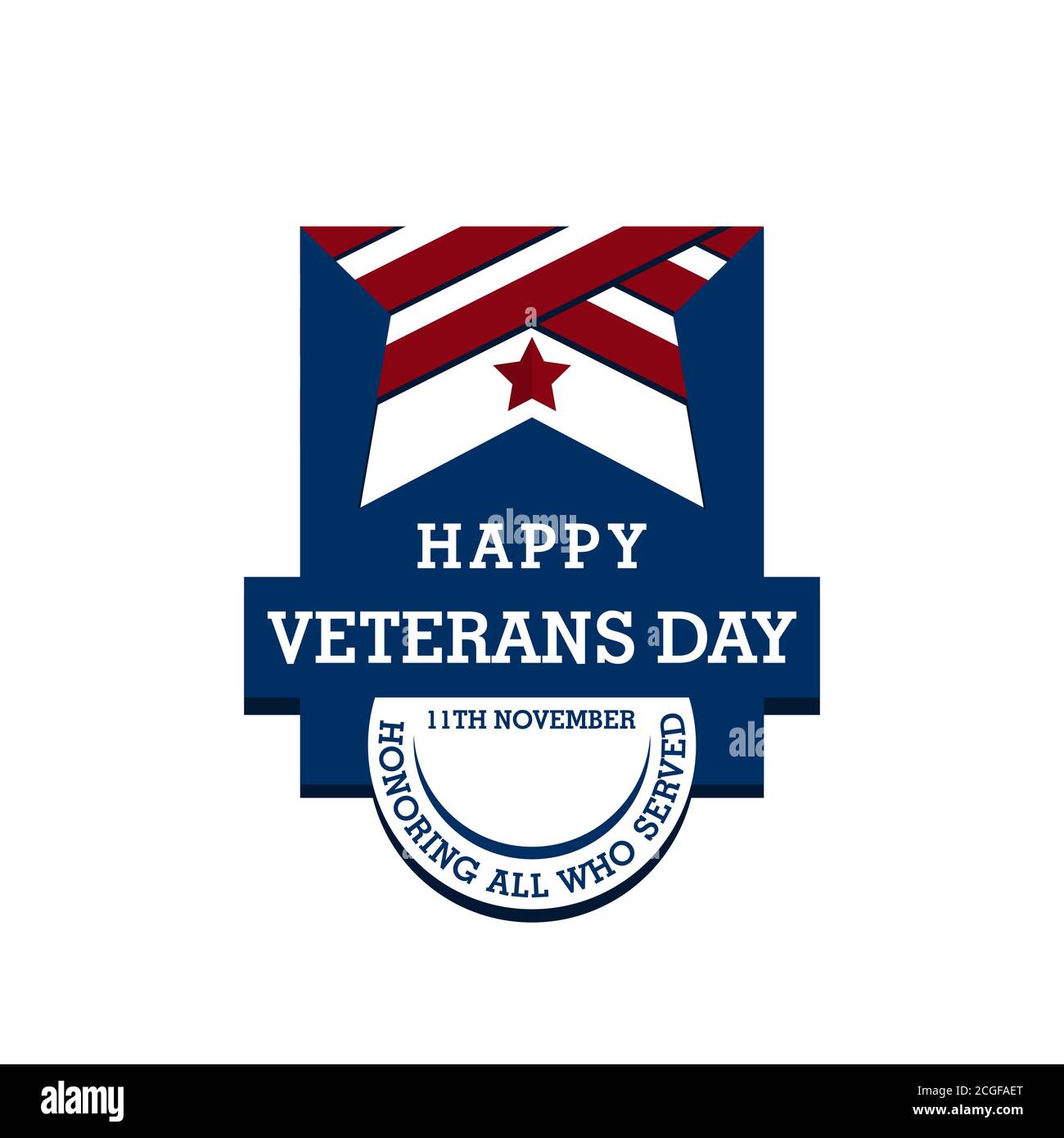 Happy Veterans Day lettering with USA flag illustration. November 11 ...