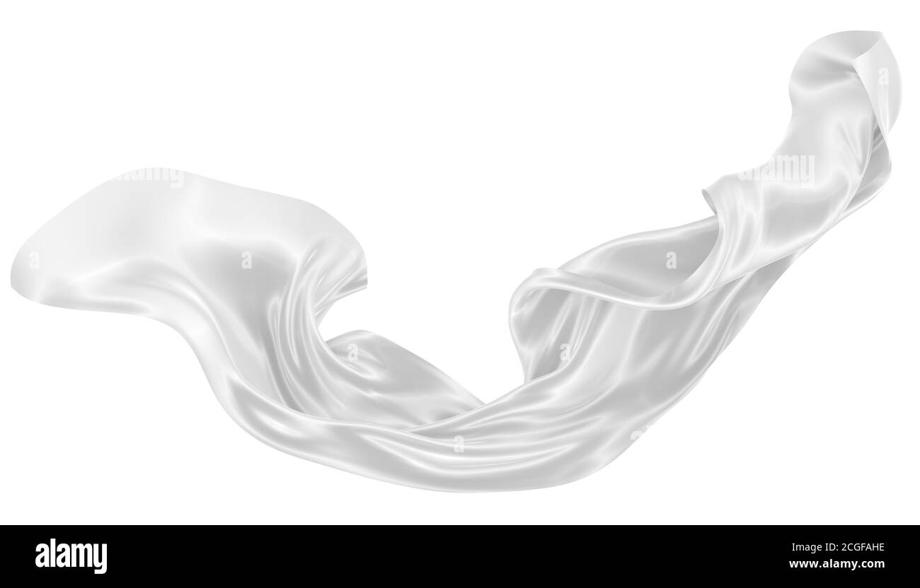 Abstract background of white wavy silk or satin. 3d rendering image ...