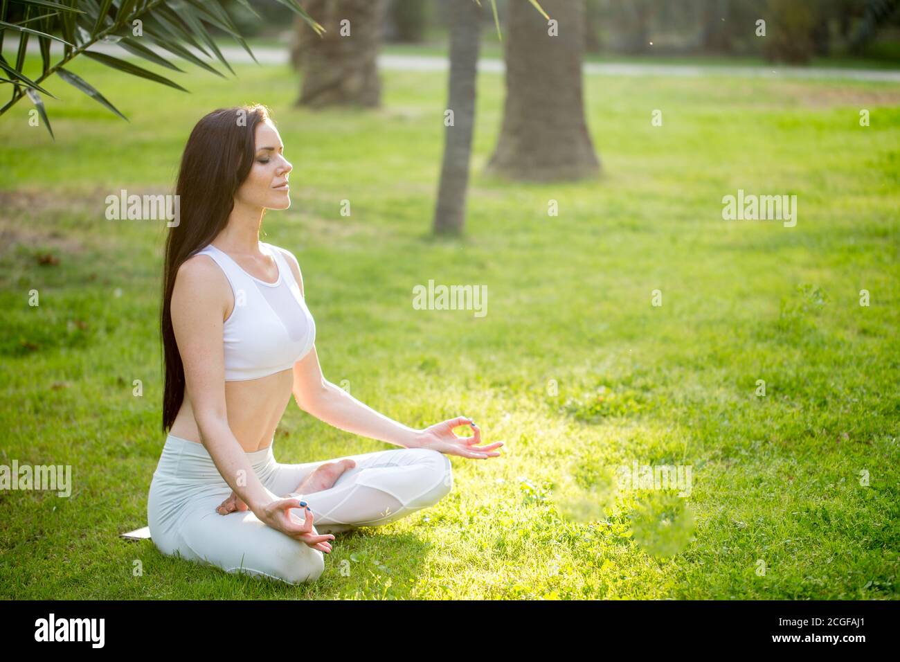 In the lotus posture close up Stock Photo - Alamy