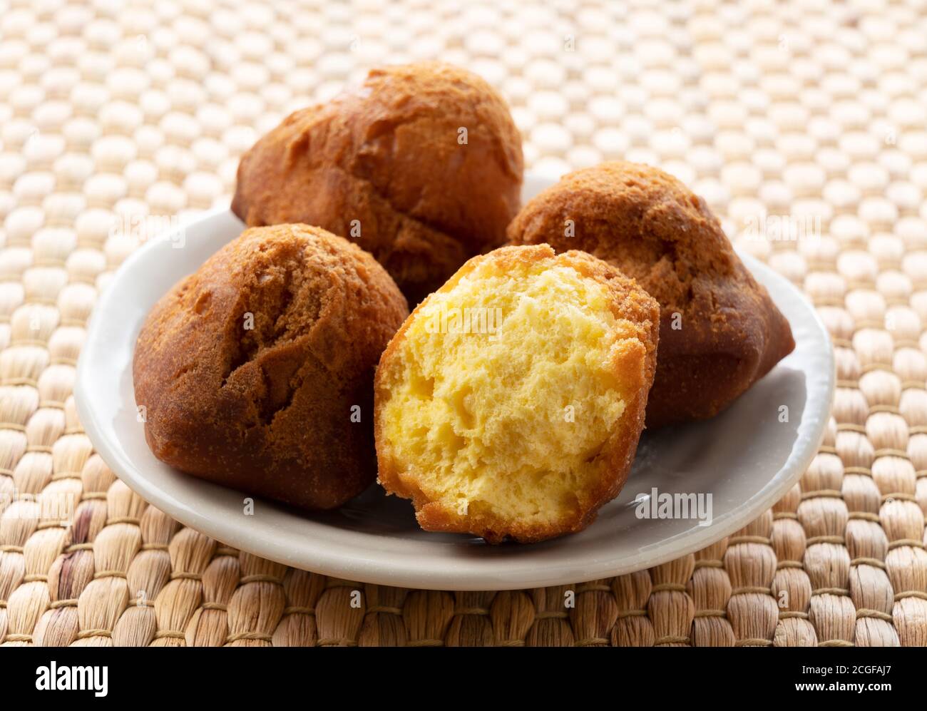 Okinawan Saater andagi on a Japanese luncheon mat Stock Photo - Alamy