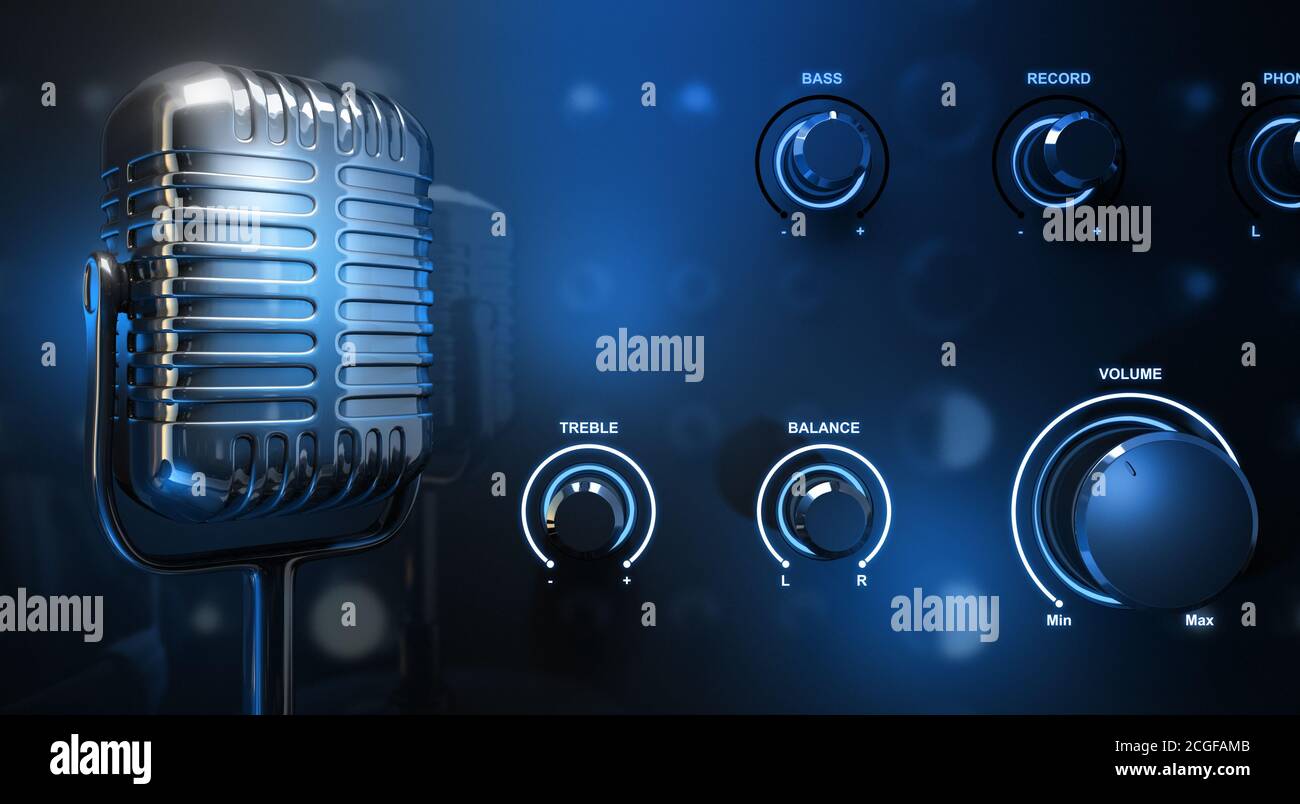 Retro Microphone and Control Panel - 3D Rendering Stock Photo - Alamy