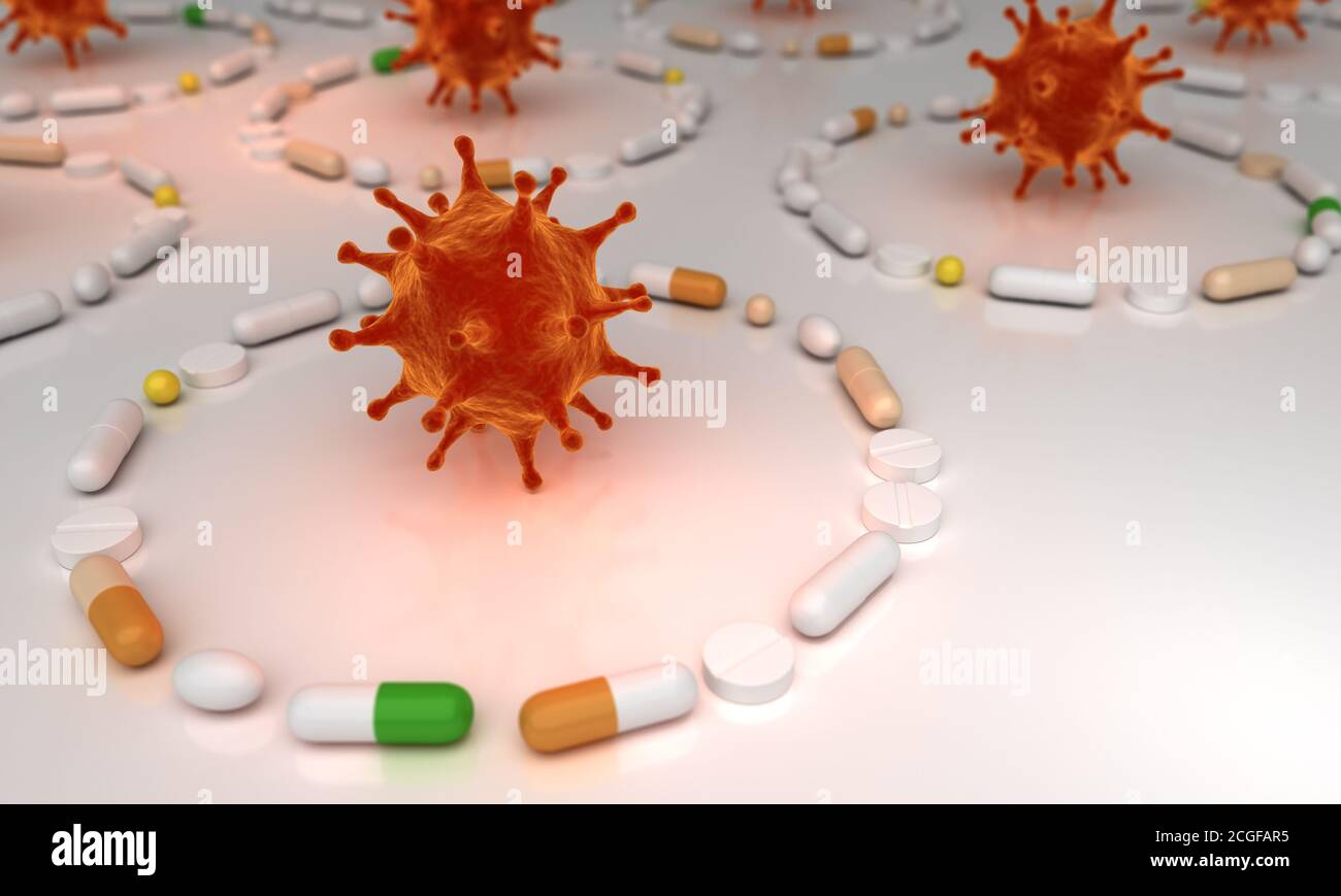 Virus and Capsule - 3D Rendering Stock Photo - Alamy