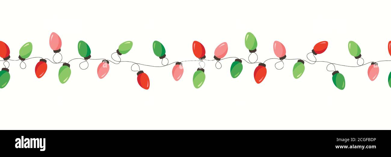 Red And Green Christmas Lights Border