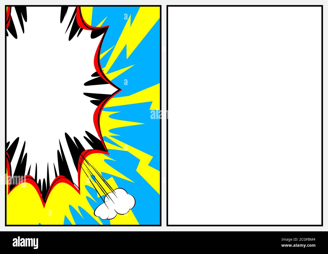 Comic book page illustration with half page colored comic graphic ...