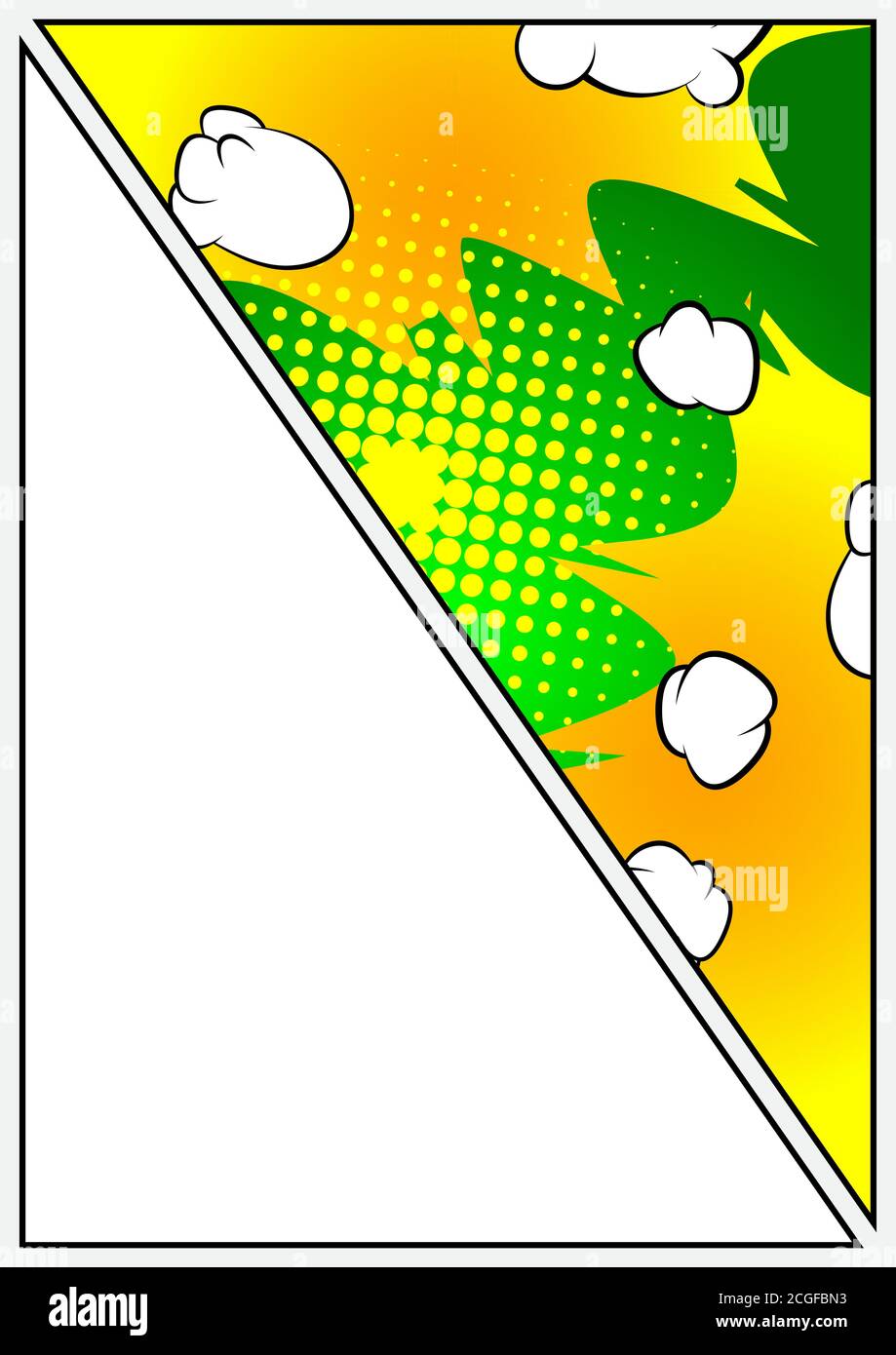 Comic book page illustration with half page colored comic graphic ...