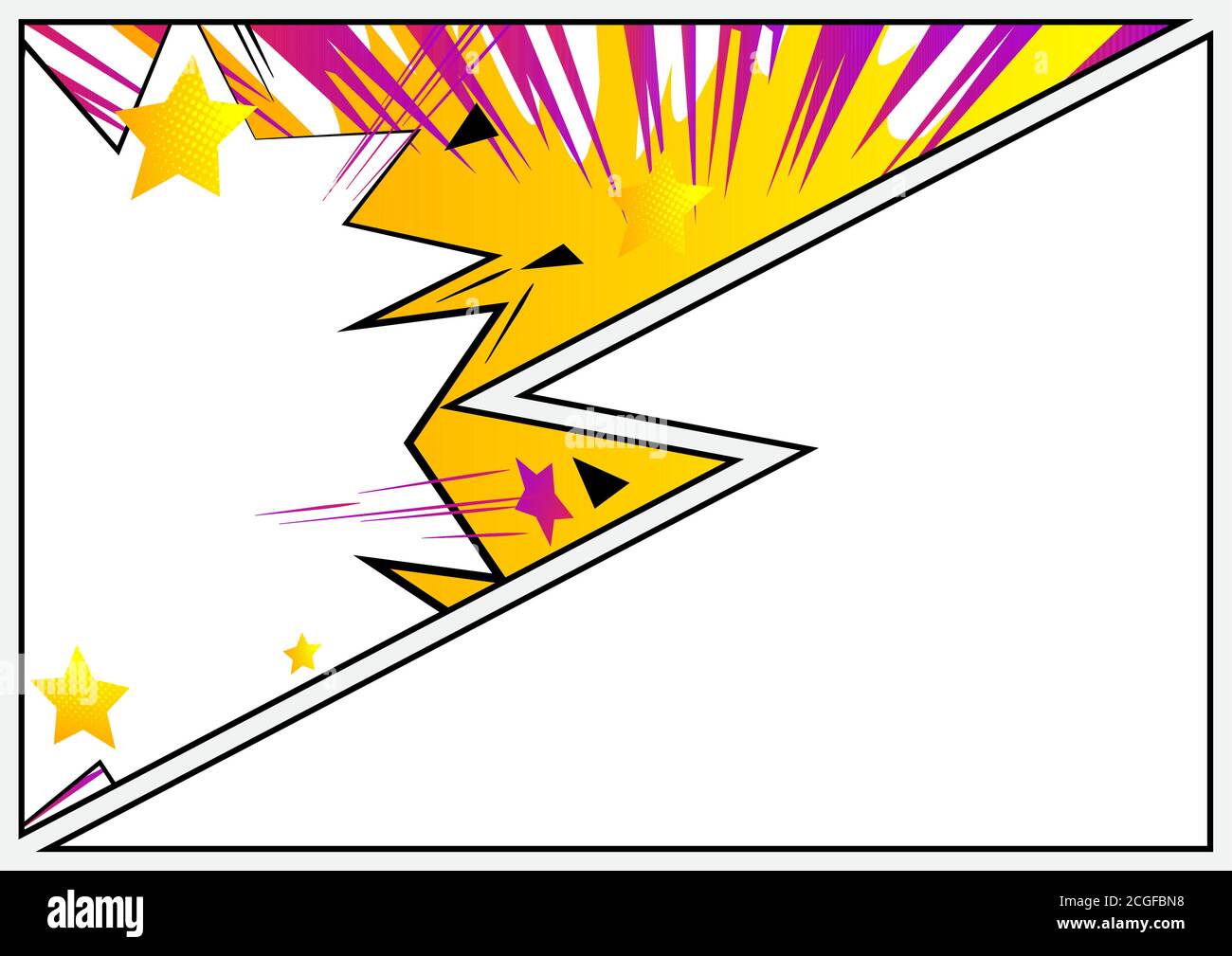 Comic book page illustration with half page colored comic graphic ...