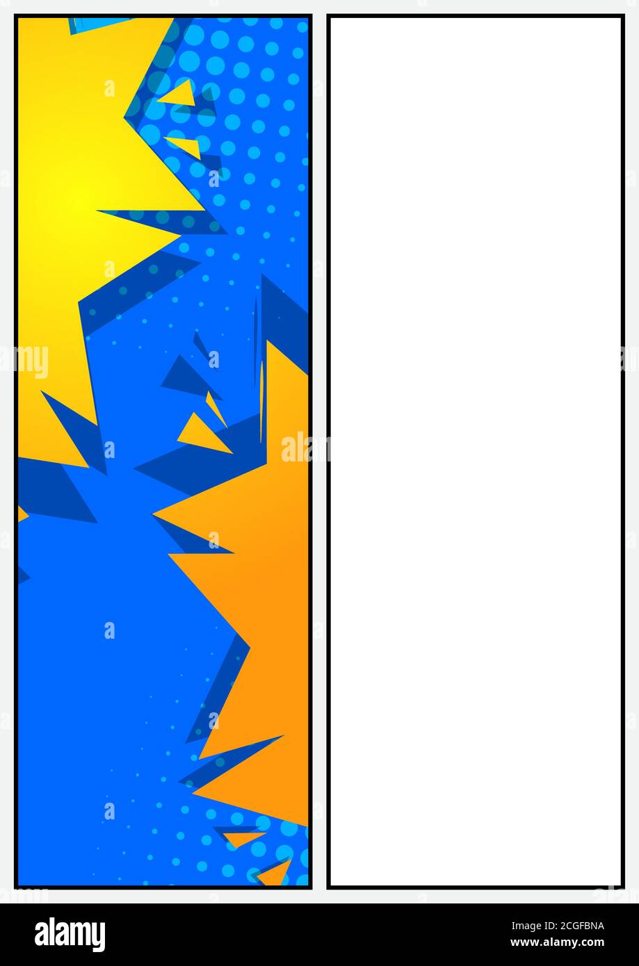 Comic book page illustration with half page colored comic graphic ...