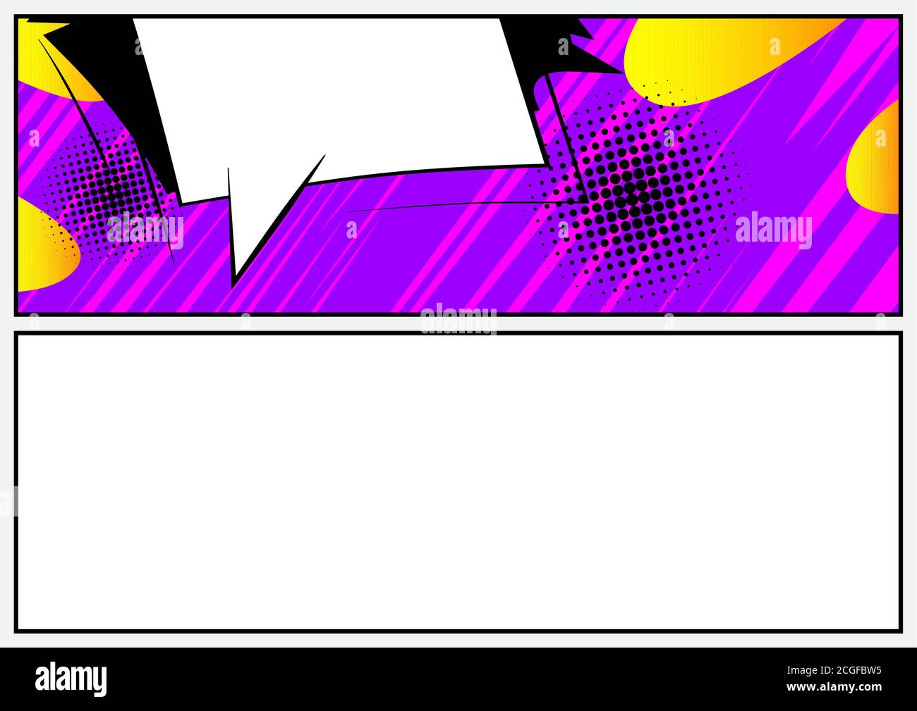 Comic book page illustration with half page colored comic graphic ...