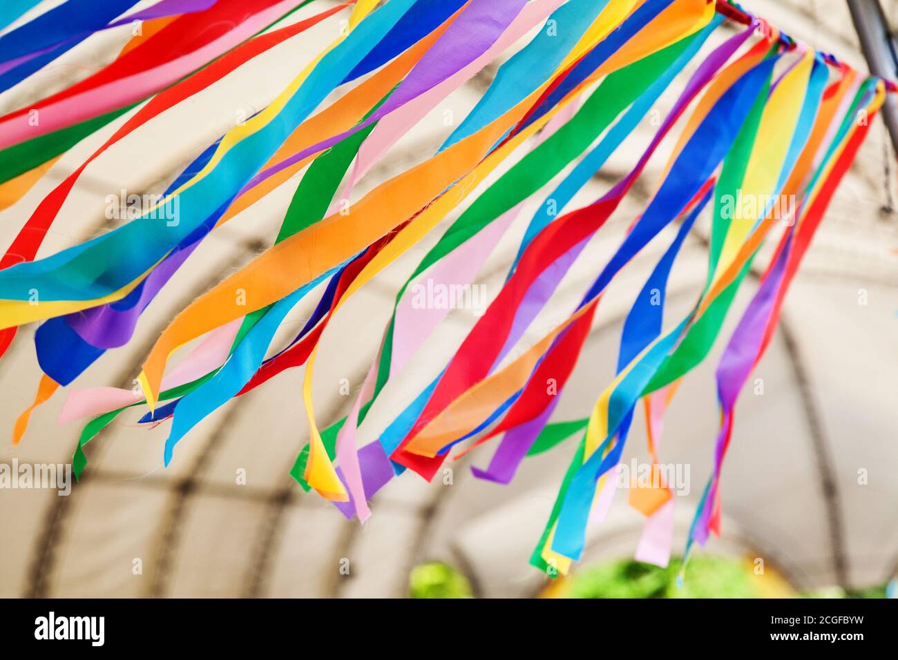 Row of multicolored textile stripes weaving in the wing Stock Photo - Alamy