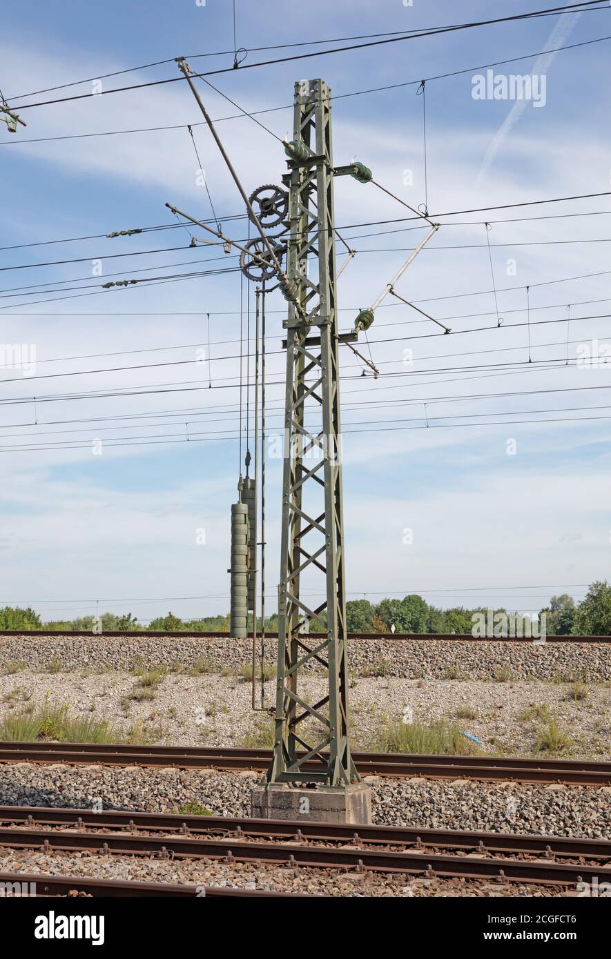 Electric cables to power a high-speed train in Germany Stock Photo - Alamy