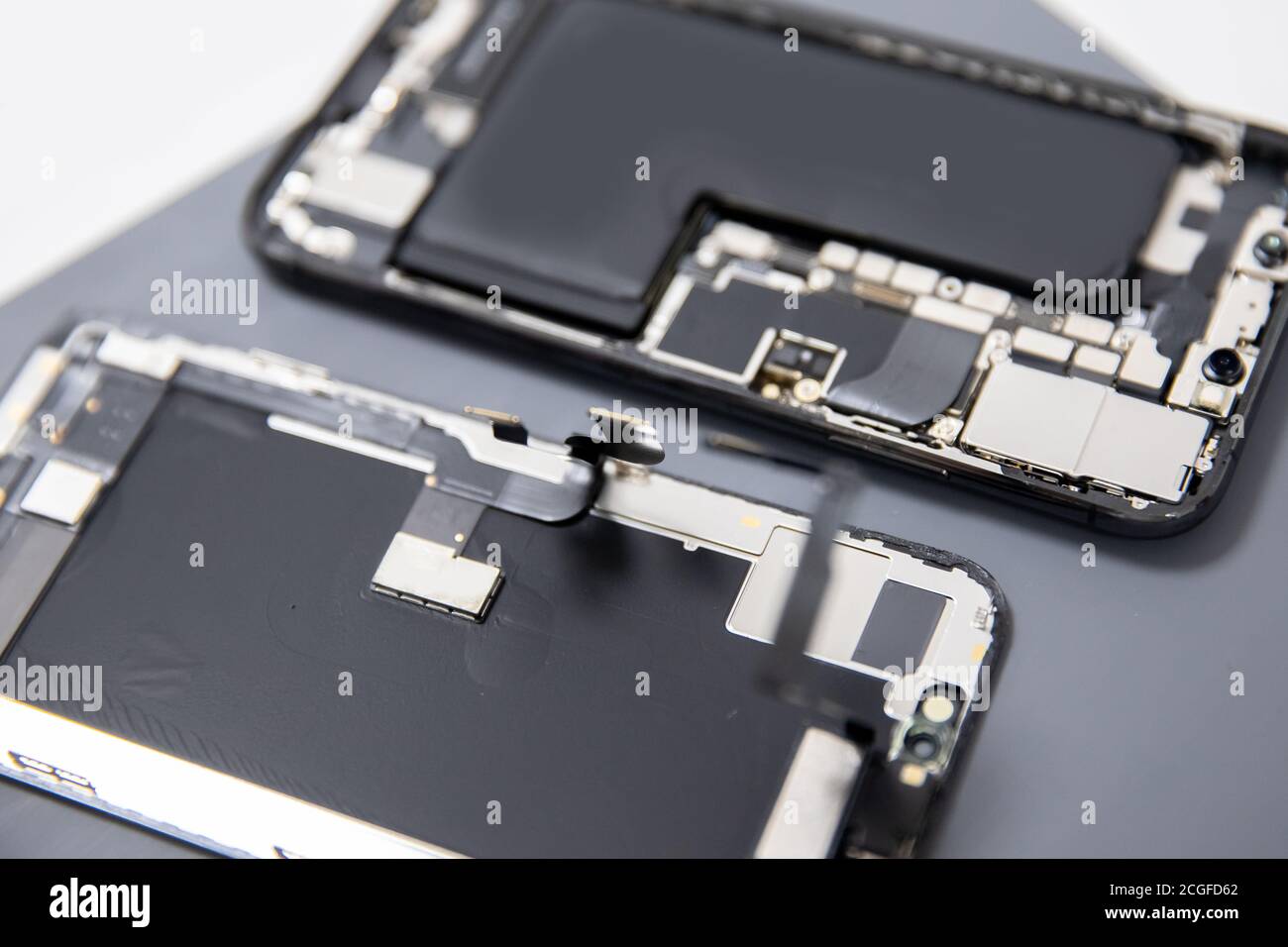 Close up of modern mobile phone repair process chip. Service for ...