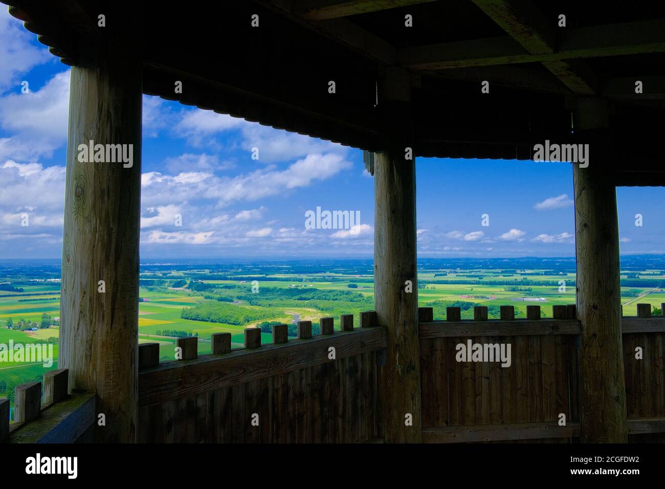 Tokachi Plain from Arashiyama Observatory, Hokkaido Prefecture, Japan ...