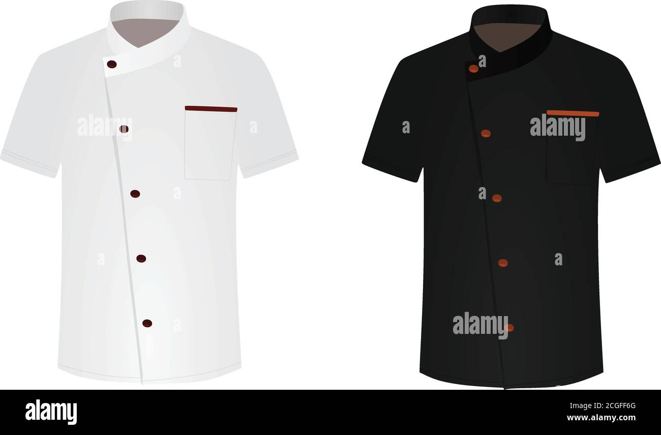 Black and white chef shirt. cook uniform. vector illustration Stock ...