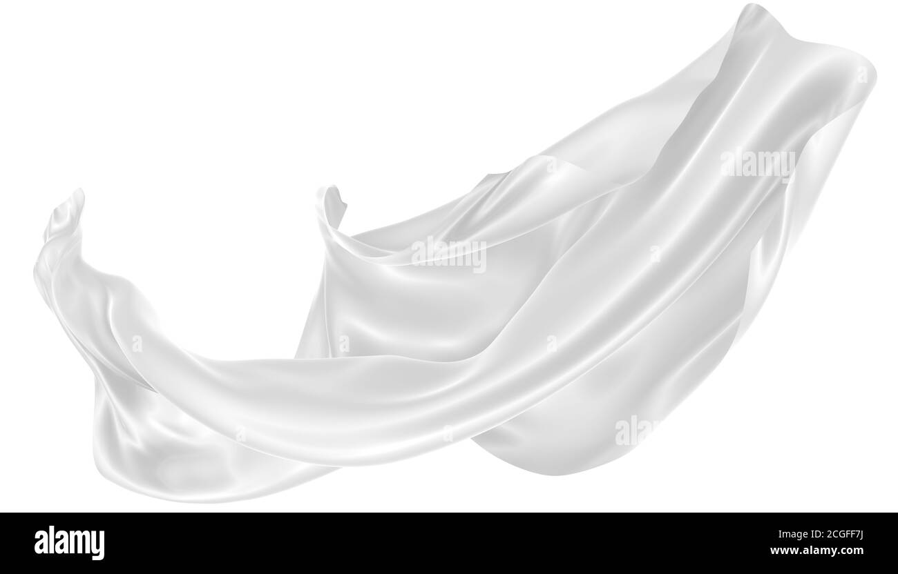 Abstract background of white wavy silk or satin. 3d rendering image ...
